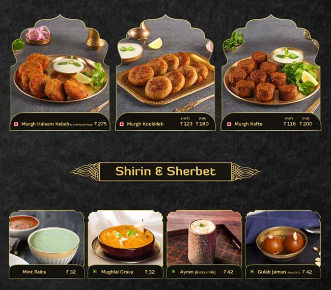 Menu at Behrouz Biryani NAD Vizag, Visakhapatnam