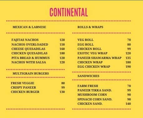 Menu at Inspire Cafe, Noida