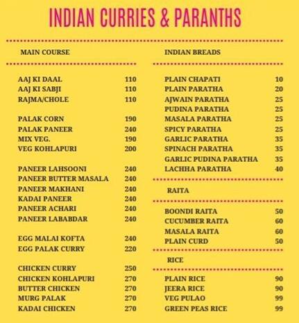 Menu at Inspire Cafe, Noida