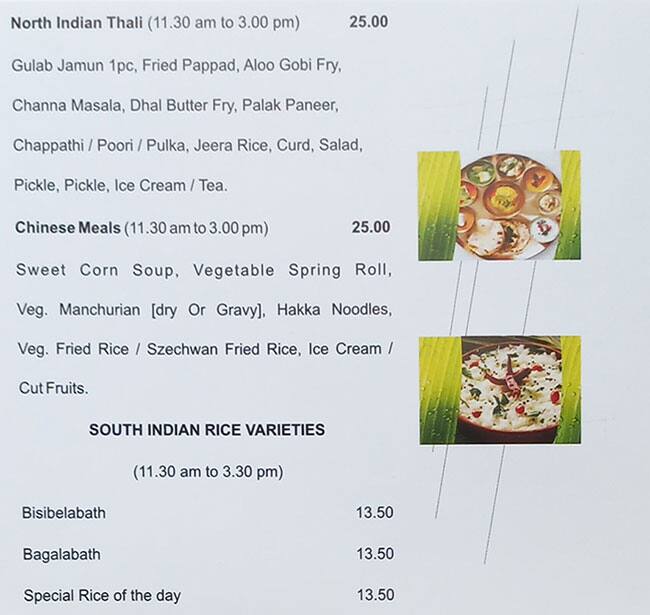 Menu at Saravana Bhavan cafe, Dubai, Shop # 6 & 7