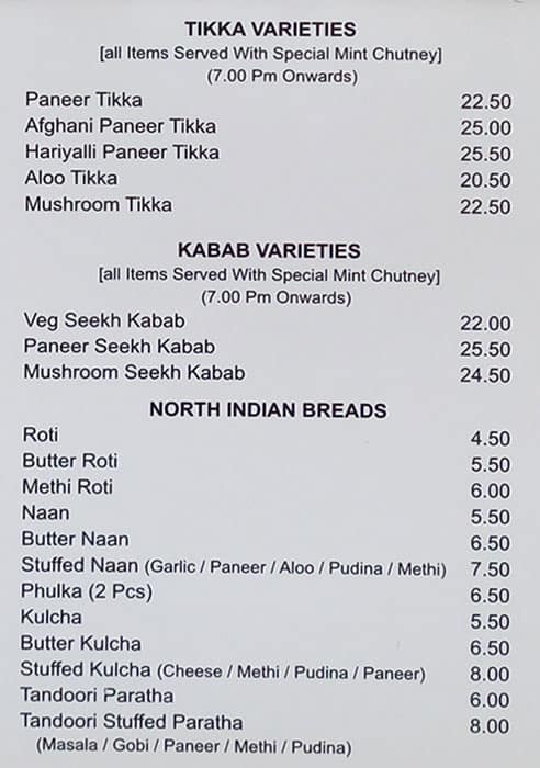 Menu at Saravana Bhavan cafe, Dubai, Shop # 6 & 7
