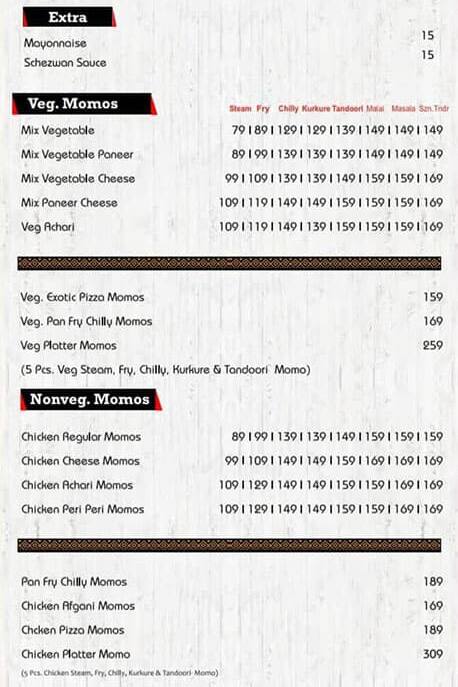 Menu of The Mosho, Chembur, Mumbai