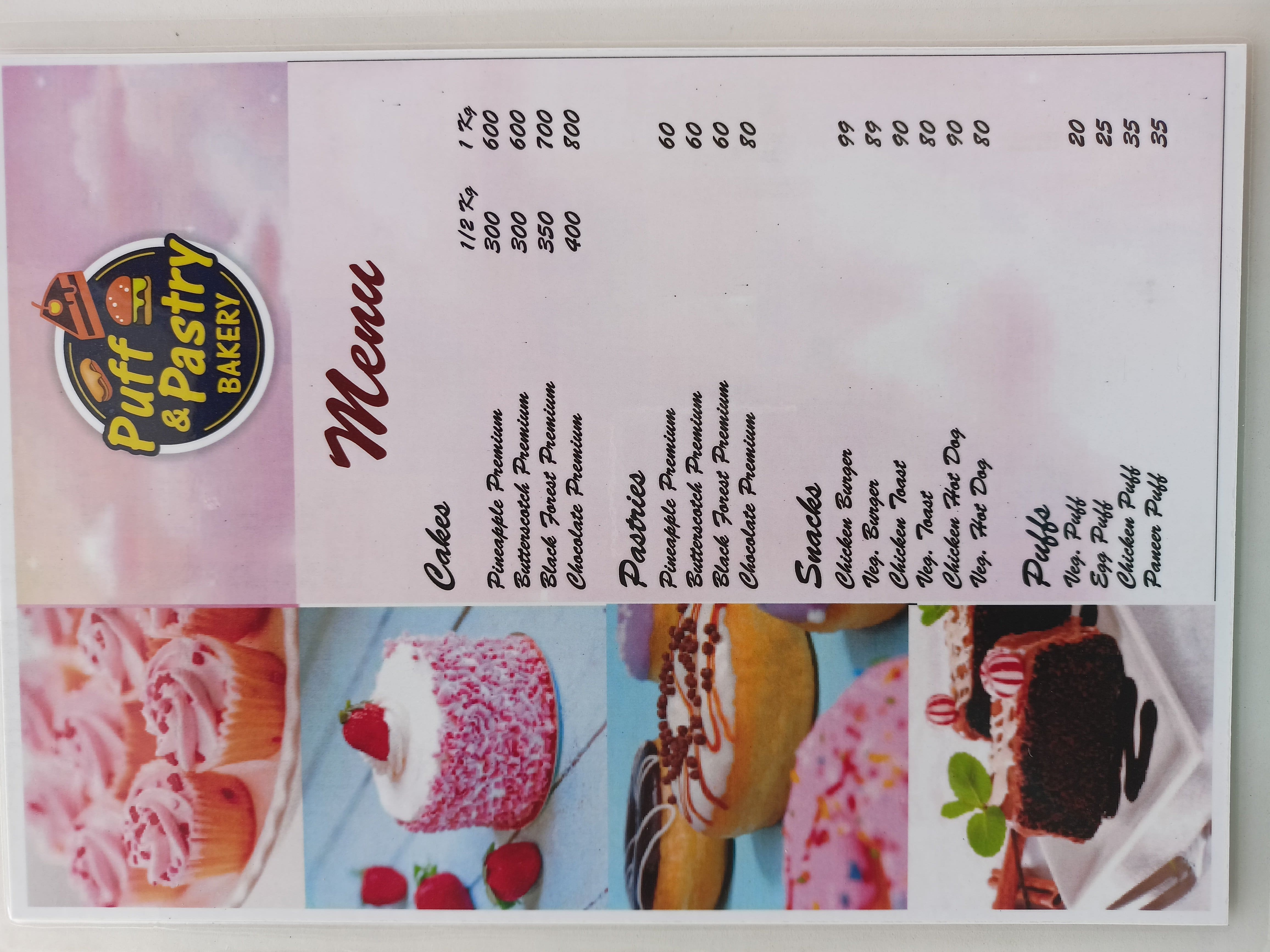 Menu of Puff And Pastry Bakery, ECIL, Secunderabad