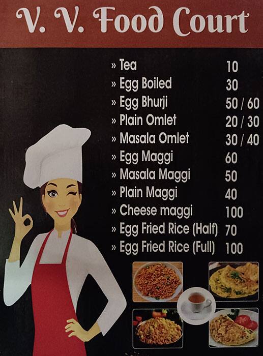 Menu of V.V. Food Court, Sinhgad Road, Pune