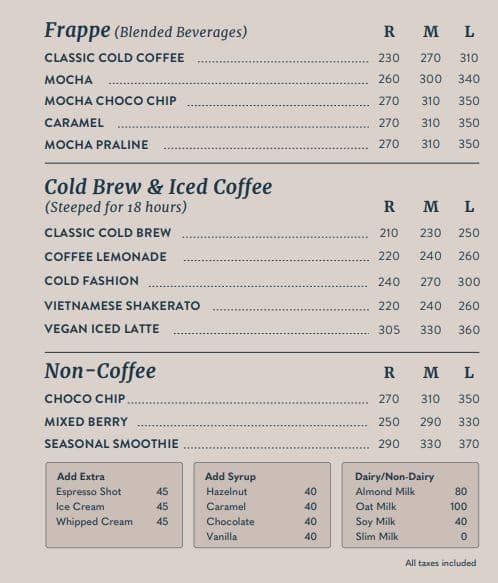 Menu at Third Wave Coffee, Hyderabad, Rajiv Gandhi International ...