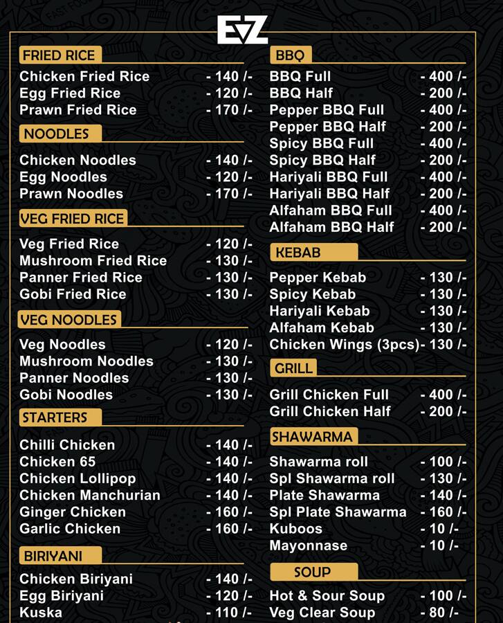 Menu of EZ Food Court, Madipakkam, Chennai