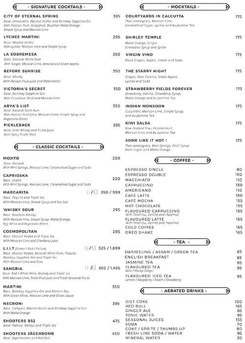 The Corner Courtyard Menu, Menu for The Corner Courtyard, Hazra ...