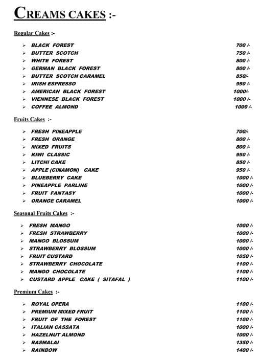 Baker's Treat Menu, Menu for Baker's Treat, Nerul, Navi Mumbai - Zomato