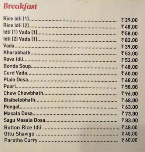 Menu of Maiyas, Jayanagar, Bangalore