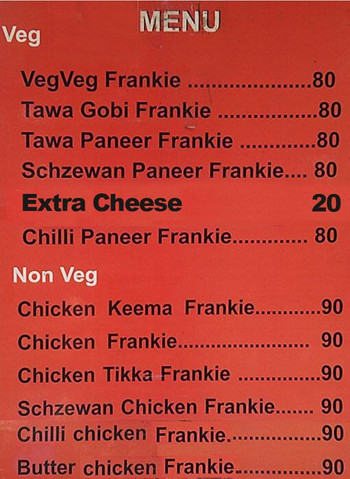 Menu of Tibb's Frankie - Serving Rolls Since 1969, Shivajinagar, Bangalore