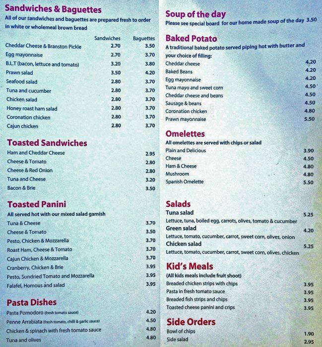 Menu at Coffee Time Croydon cafe, London, 98 Church St