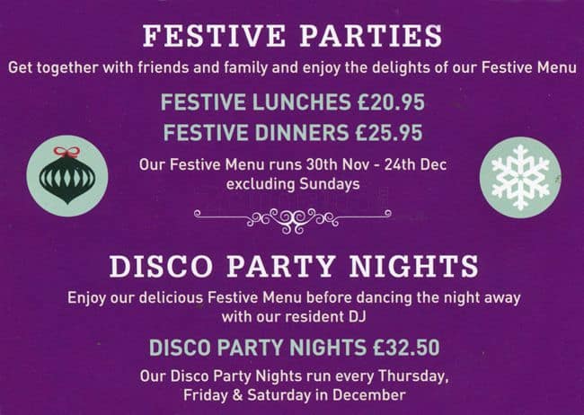 Menu at Park Lodge restaurant, Teddington