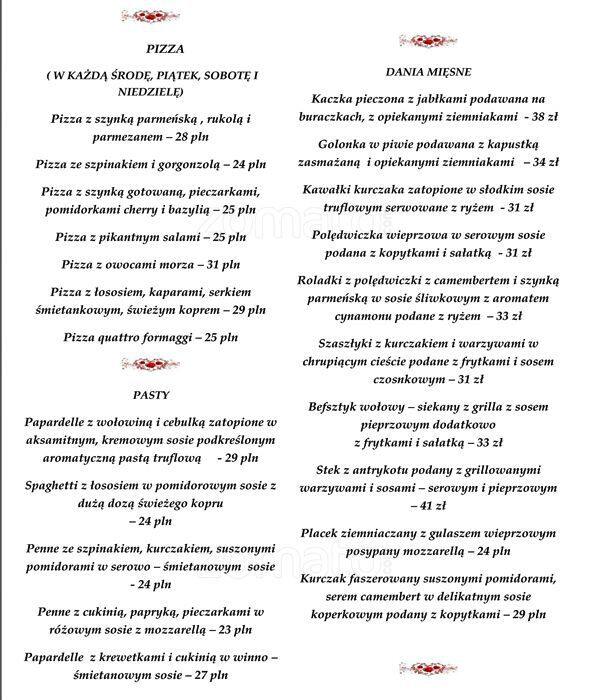 Menu at Saska Gęba restaurant, Warsaw, Saska 47/49