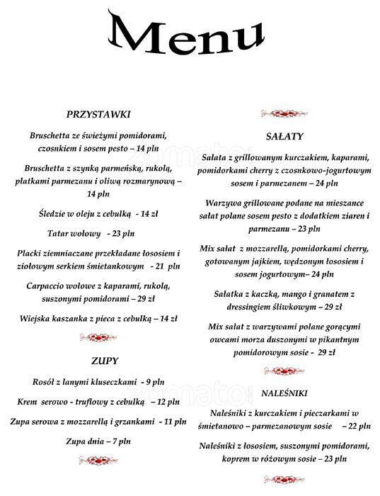 Menu at Saska Gęba restaurant, Warsaw, Saska 47/49