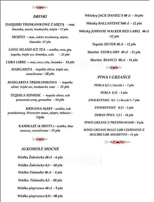 Menu at Saska Gęba restaurant, Warsaw, Saska 47/49