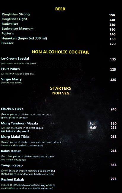 Menu at Whispering Pillars, Chandigarh, PQF7+MCX