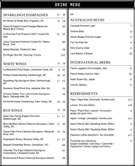 Menu at Ivory Restaurant, Parramatta