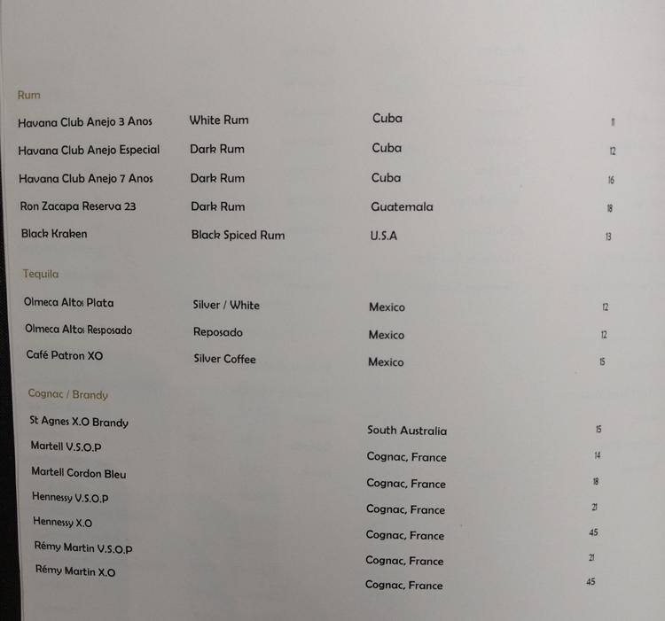 Menu at 117 Dining restaurant, Sydney