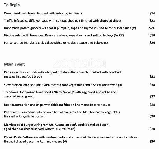 Orchards - Courtyard by Marriott North Ryde Menu - Urbanspoon/Zomato