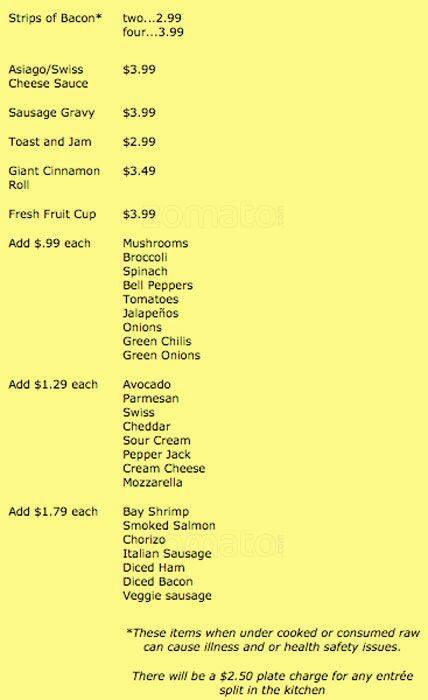 Menu at Alki Cafe, Seattle, Alki Ave SW