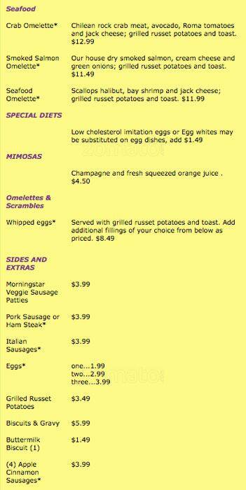 Menu at Alki Cafe, Seattle, Alki Ave SW