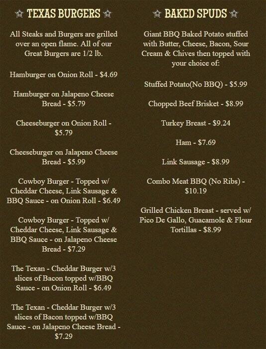 Menu at Grand Prize Barbeque, Texas City, Palmer Hwy
