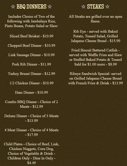 Menu at Grand Prize Barbeque, Texas City, Palmer Hwy