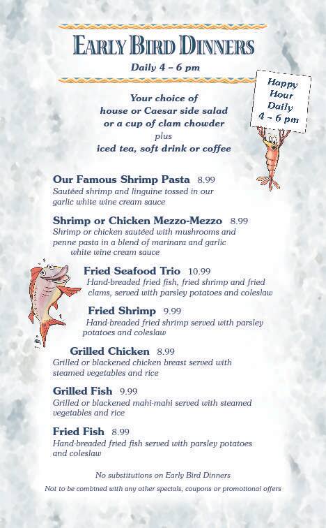 Menu at Shells restaurant, Melbourne