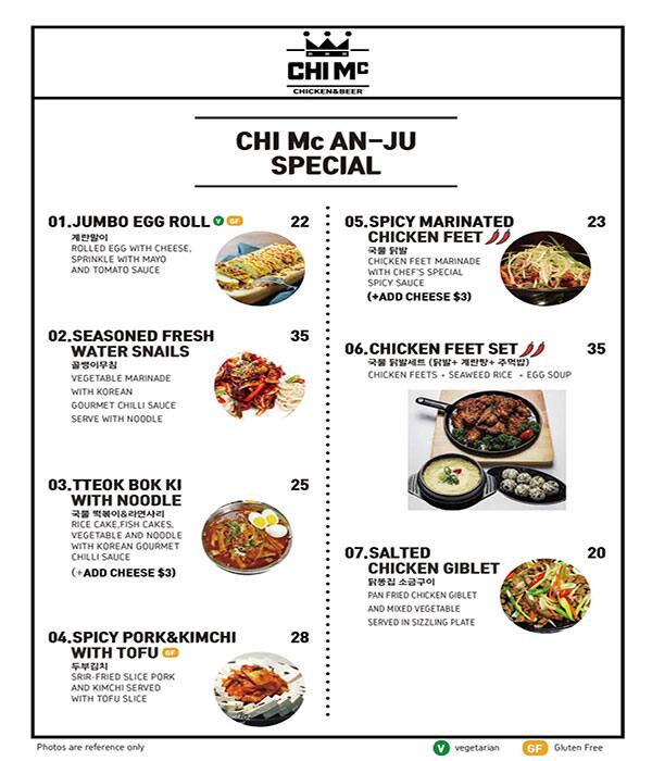 Menu at CHI Mc restaurant, Brisbane City