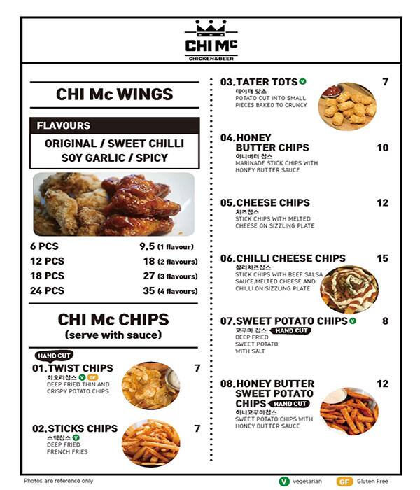 Menu at CHI Mc restaurant, Brisbane City