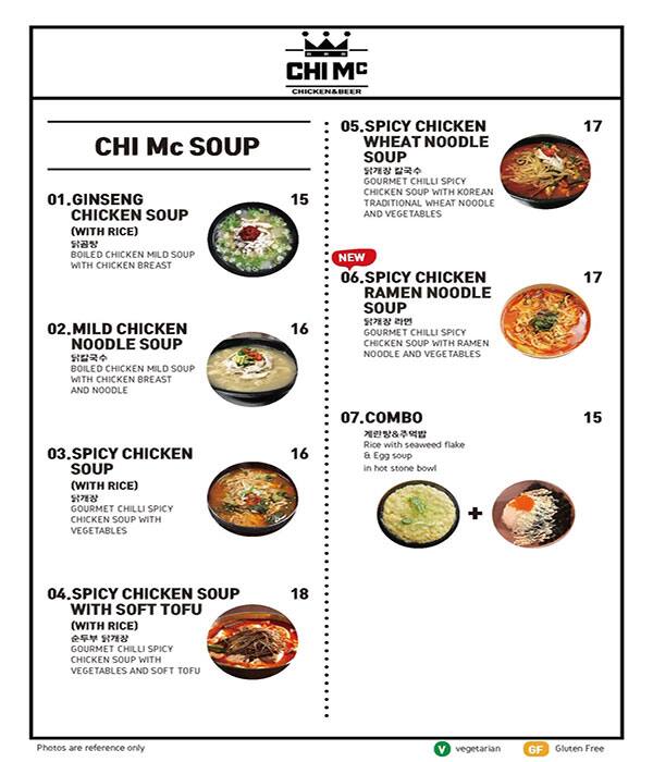 Menu at CHI Mc restaurant, Brisbane City