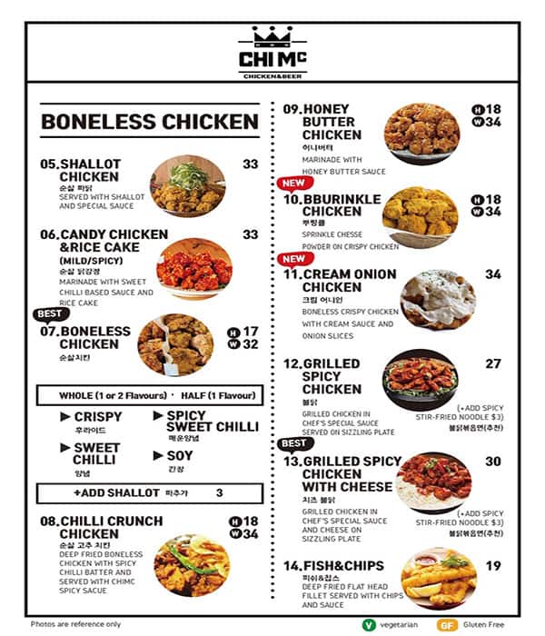 Menu at CHI Mc restaurant, Brisbane City