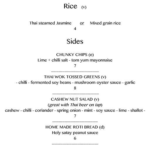 Menu at Holy Basil Thai restaurant, Croydon