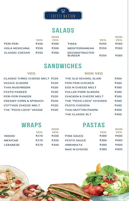 Menu of Coffee Nation, Erandwane, Pune