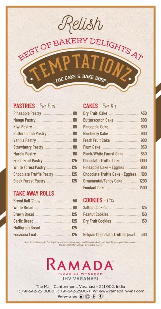 Menu at The Palate Restaurant at Ramada Plaza by Wyndham JHV Varanasi ...