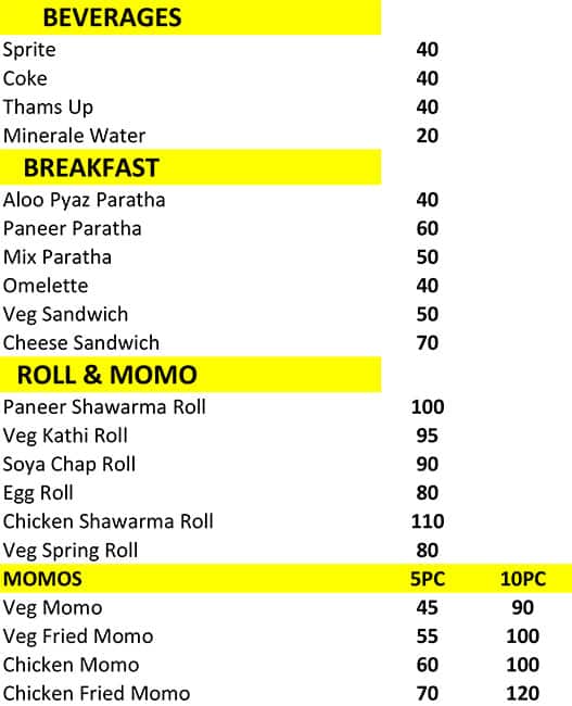 Menu of MJ Castle Restro, Dharampur, Dehradun