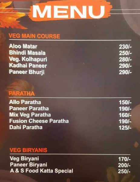 Menu of A & S Food Katta, Borivali East, Mumbai