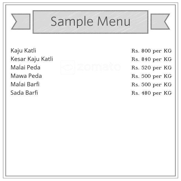 Menu at S.N. Food Sweets Farsan, Mumbai