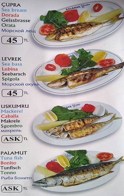 Menu at Kalamar Restaurant, Istanbul, Çapariz Sokak No:21-27