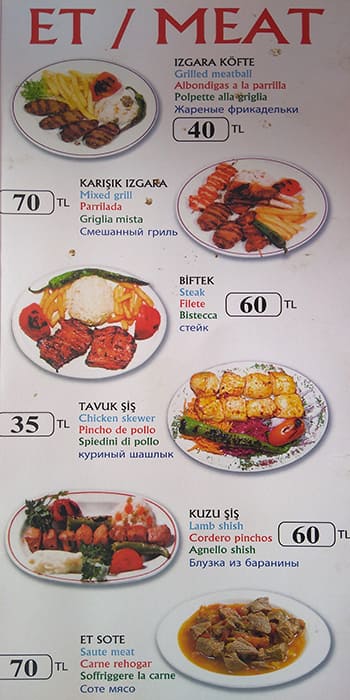 Menu at Kalamar Restaurant, Istanbul, Çapariz Sokak No:21-27