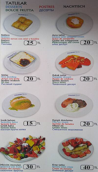 Menu at Kalamar Restaurant, Istanbul, Çapariz Sokak No:21-27