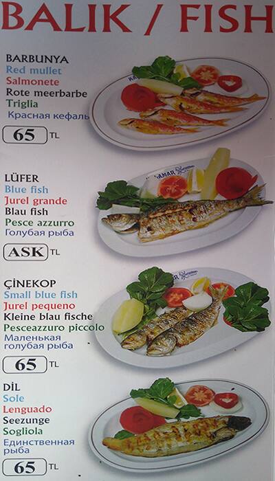 Menu at Kalamar Restaurant, Istanbul, Çapariz Sokak No:21-27