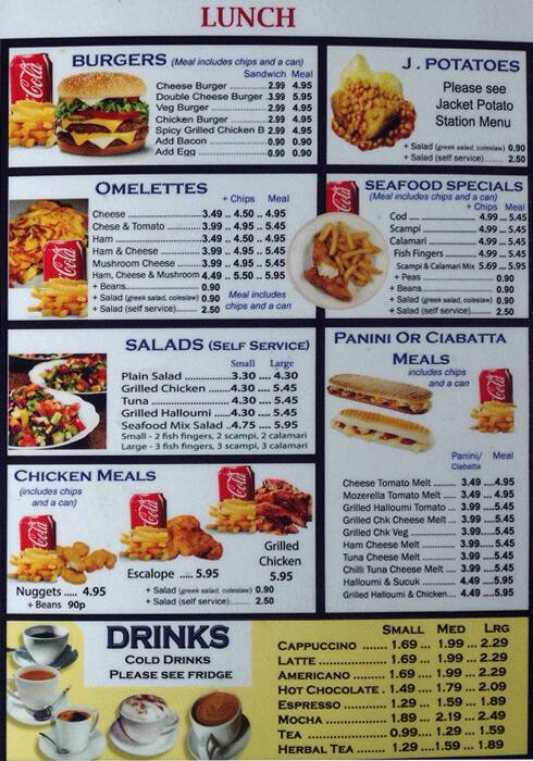 Menu at People's Choice Cafe, London