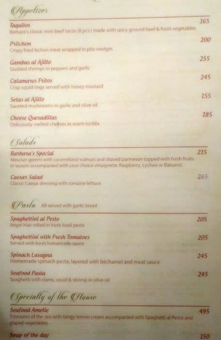 Barbara's Menu, Menu for Barbara's, Intramuros, Manila - Zomato Philippines