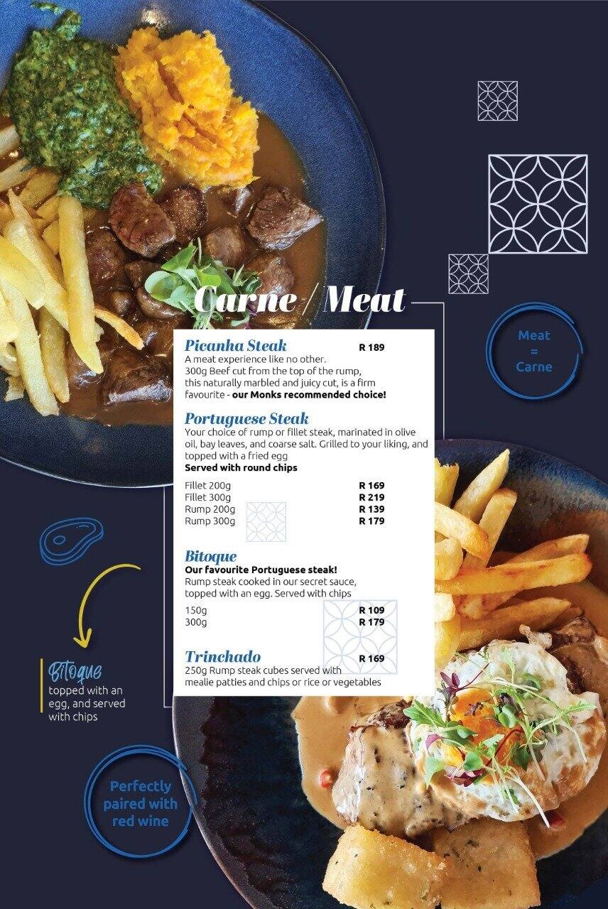 Menu au Adega restaurant, Alberton