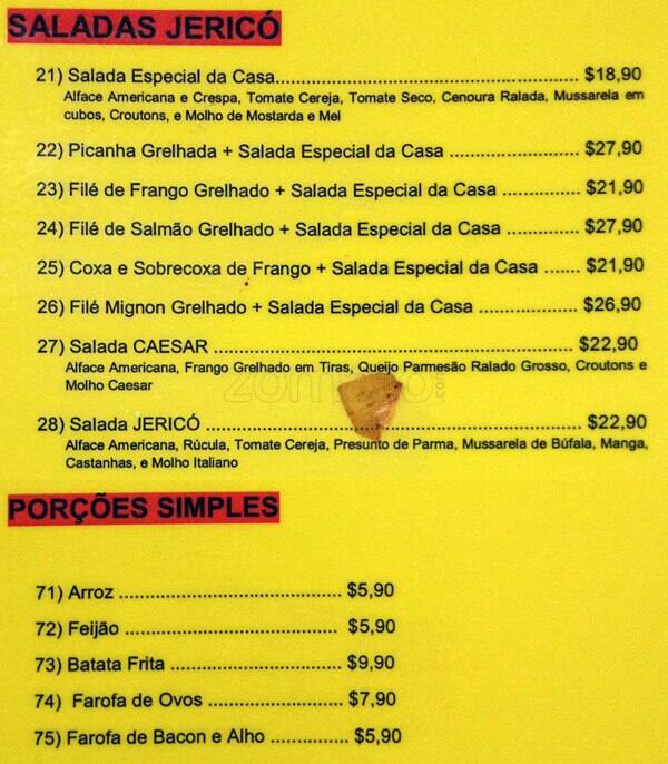 Menu em Jericó Restaurante e Petiscaria, Brasília