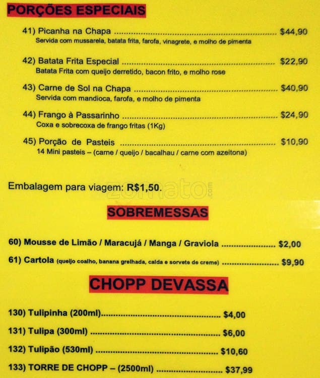 Menu em Jericó Restaurante e Petiscaria, Brasília
