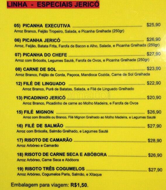 Menu em Jericó Restaurante e Petiscaria, Brasília
