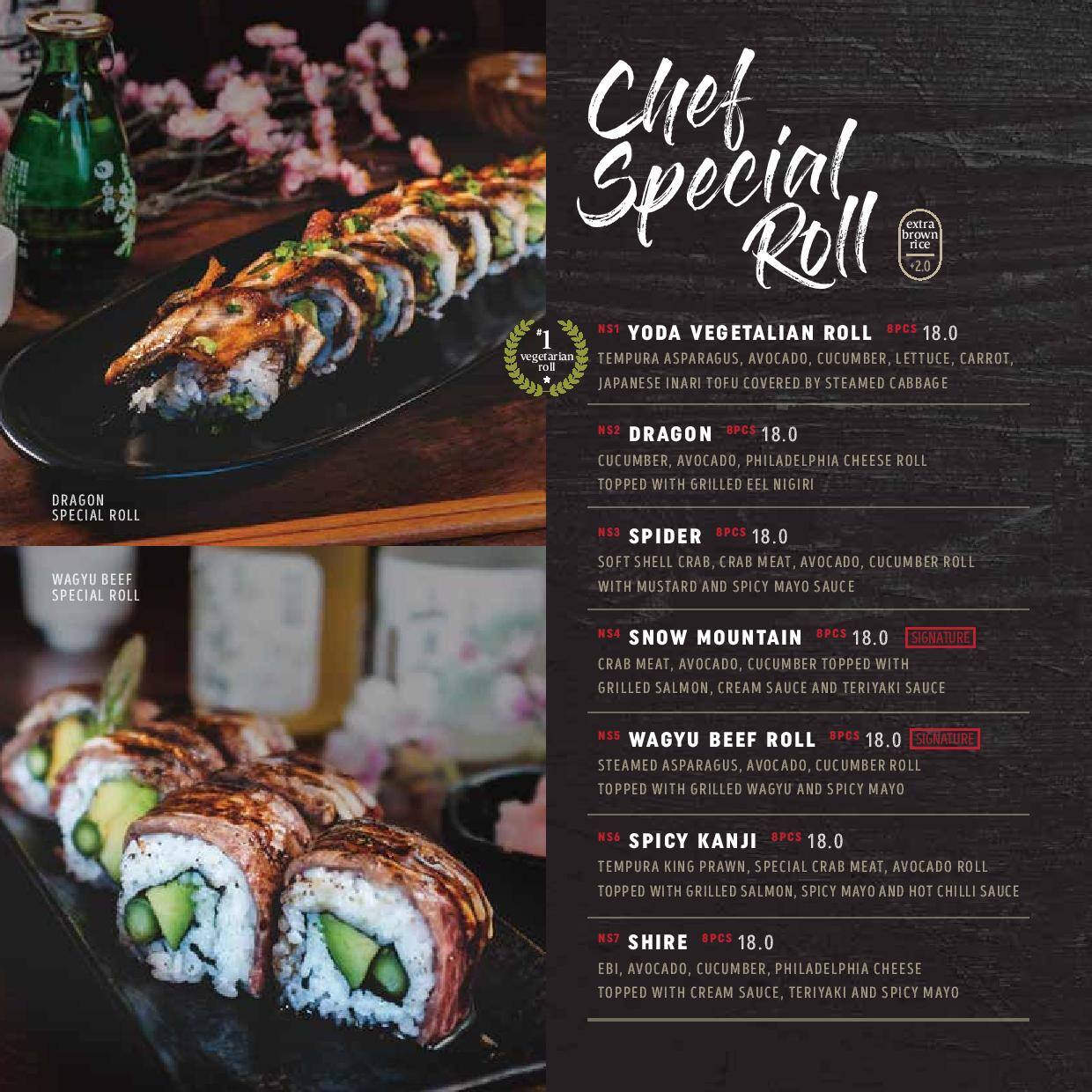 Menu at Kanji restaurant, Caringbah