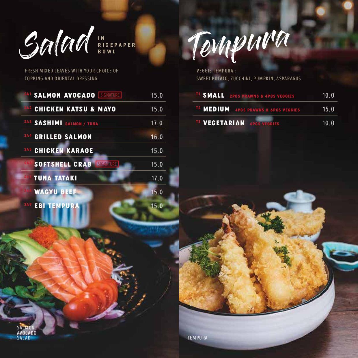 Menu at Kanji restaurant, Caringbah